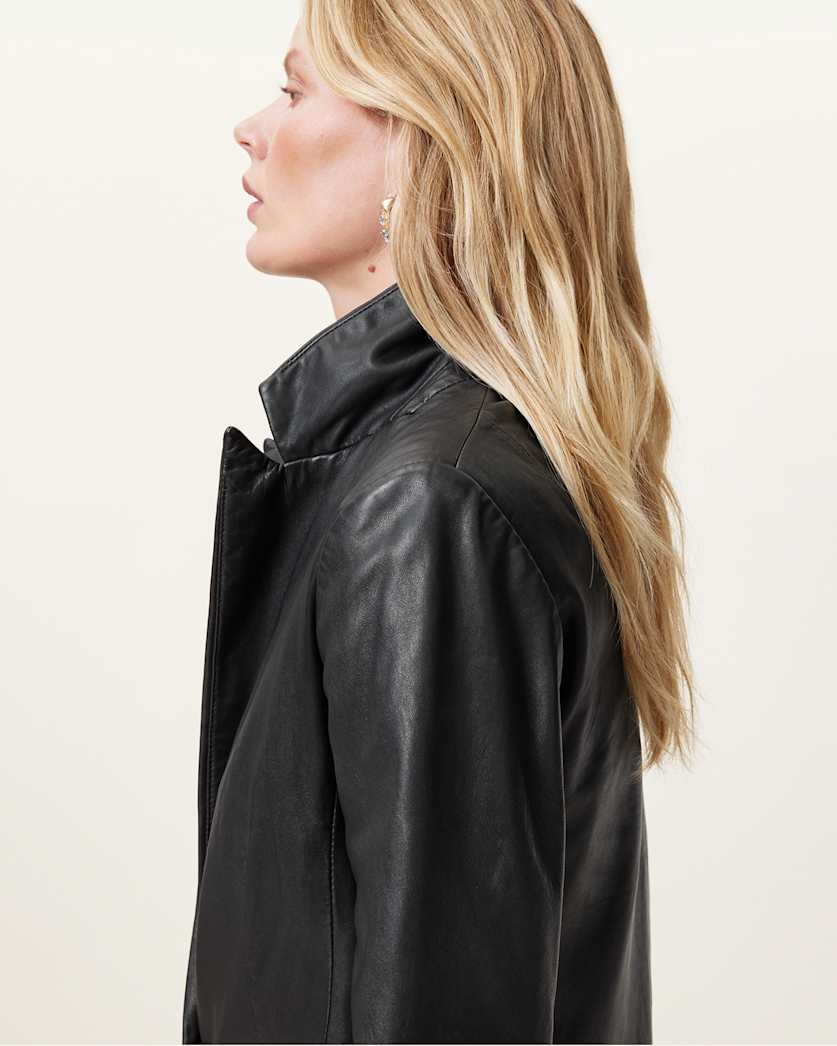 Deri Single Breasted Leather Blazer Black | ALLSAINTS